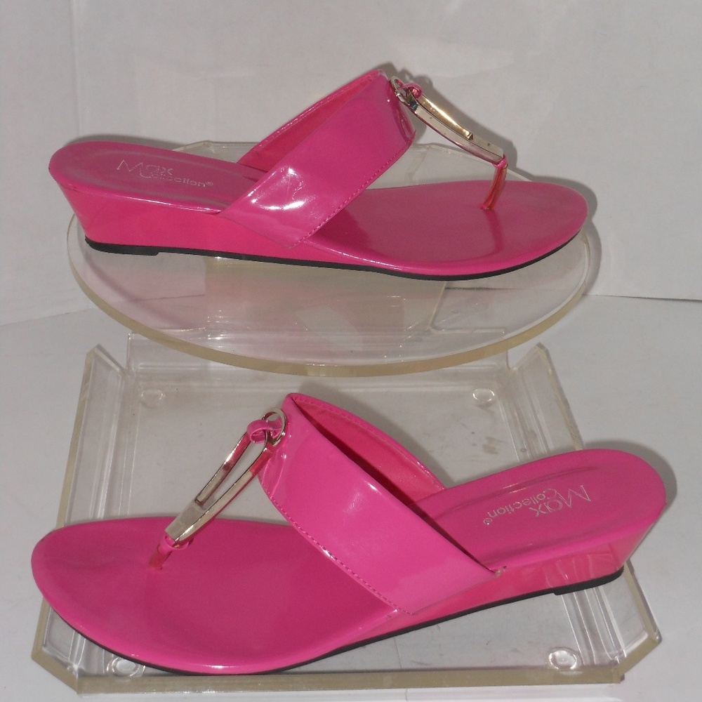 Max Collection Pink Patent Leather T-Strap Sandals - Gem